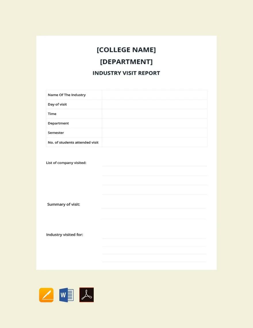 Free Simple Industry Visit Report Template Download In Word Google Docs Apple Pages 