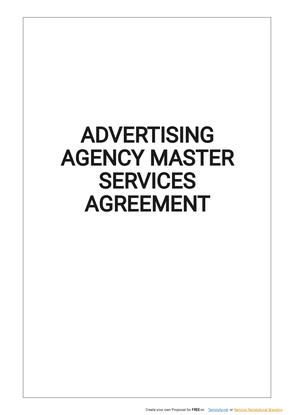 Simple Advertising Agency Agreement Template - Google Docs, Word ...