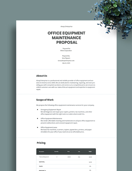 6 Equipment Proposal Templates Free Downloads Template
