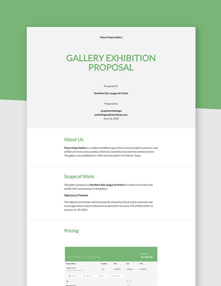 Free Simple Exhibition Proposal Template - Google Docs, Word, Apple ...