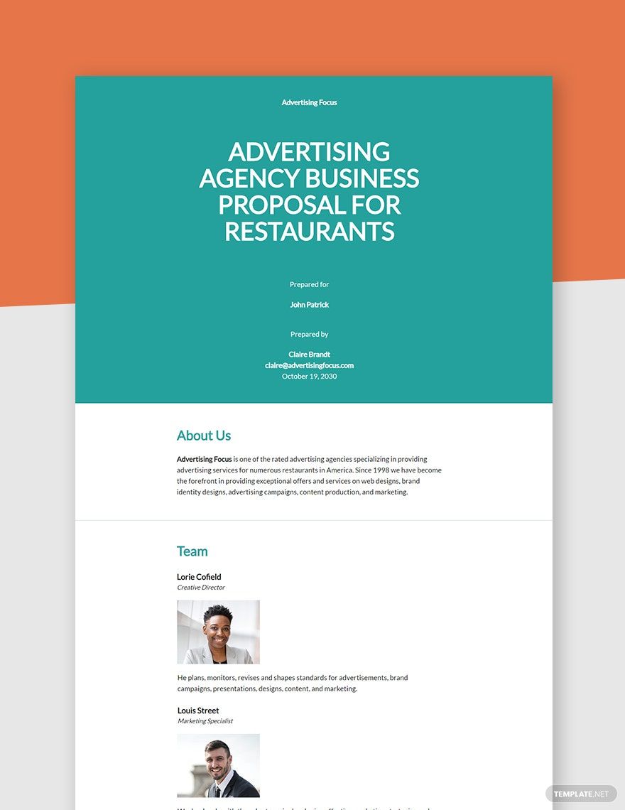 Sample Advertising Agency Proposal Template - Google Docs, Word, Apple ...
