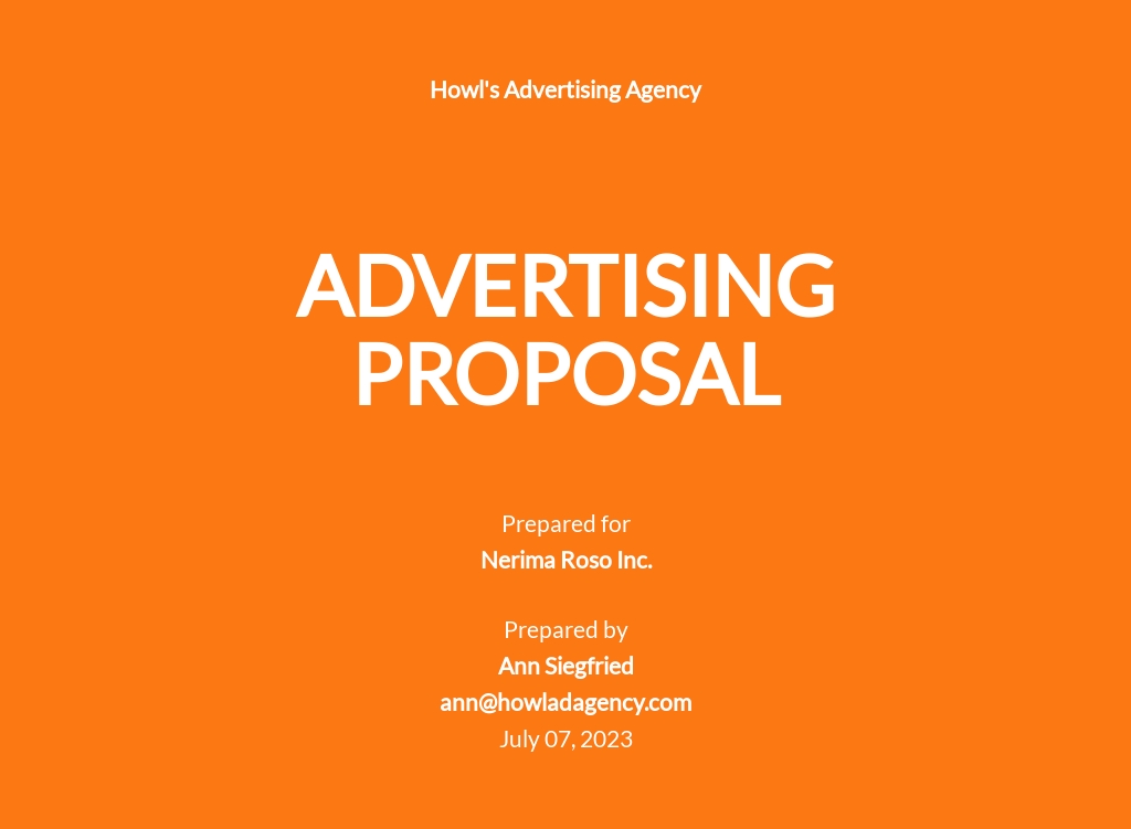 Sample Advertising Agency Proposal Template - Google Docs, Word, Apple ...