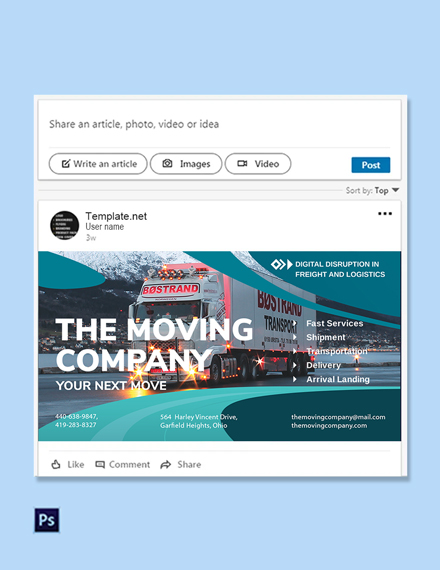 FREE Trucking & Logistics Linkedin Post Template - PSD | Template.net