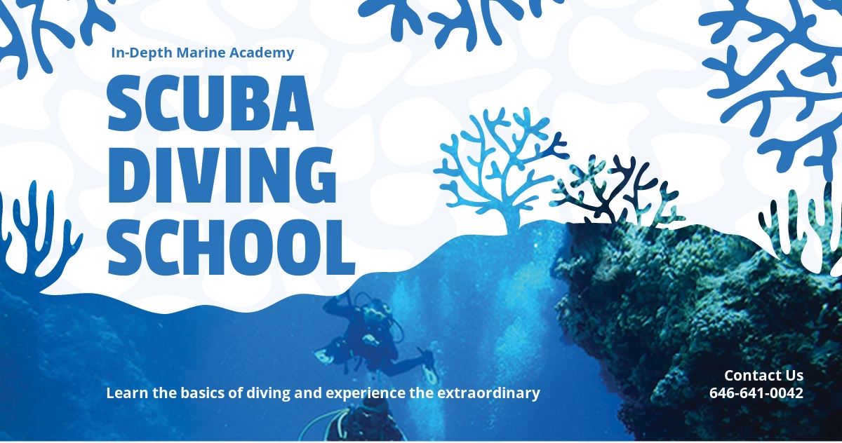 Scuba Diving School Twitter Post Template - PSD | Template.net
