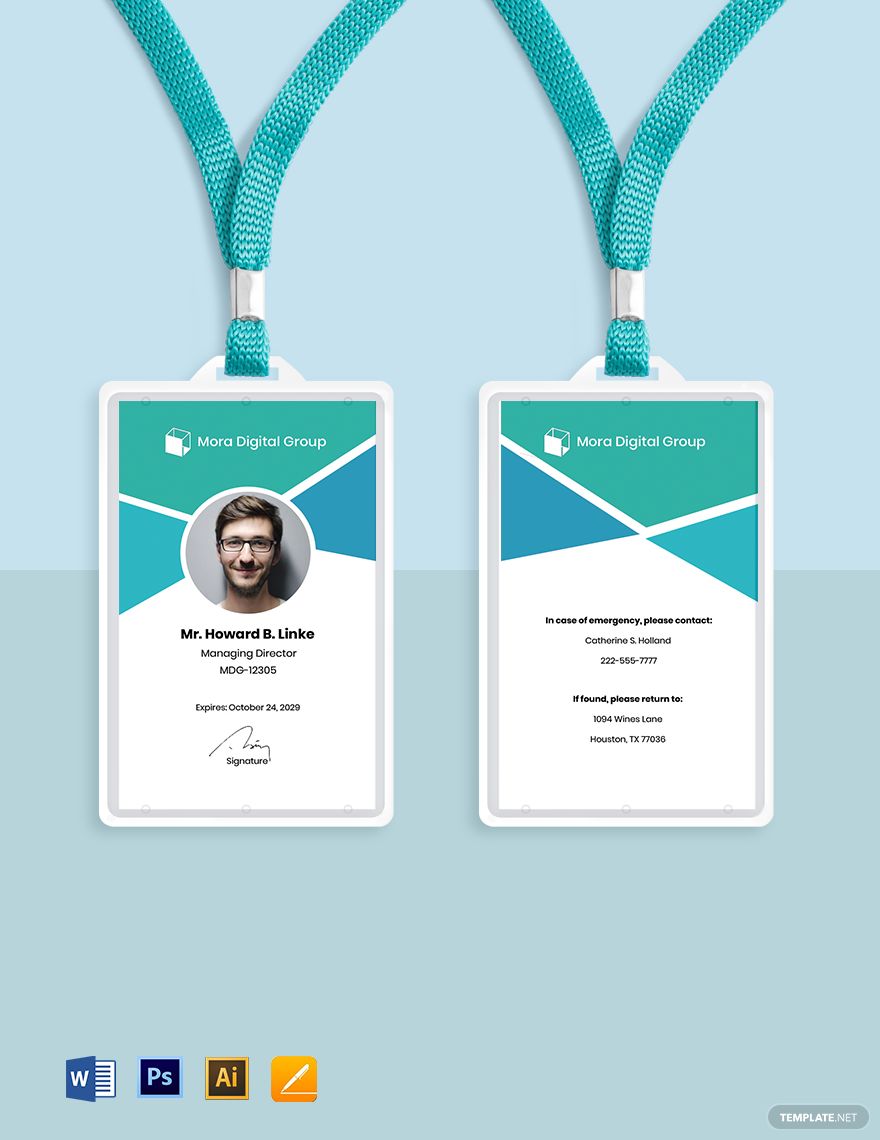 Sample Company ID Card Template - Word, Apple Pages, Publisher ...