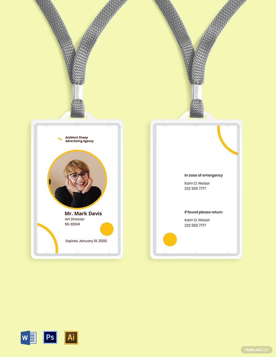 Free Simple Advertising Agency ID Card Template - Illustrator, Word ...