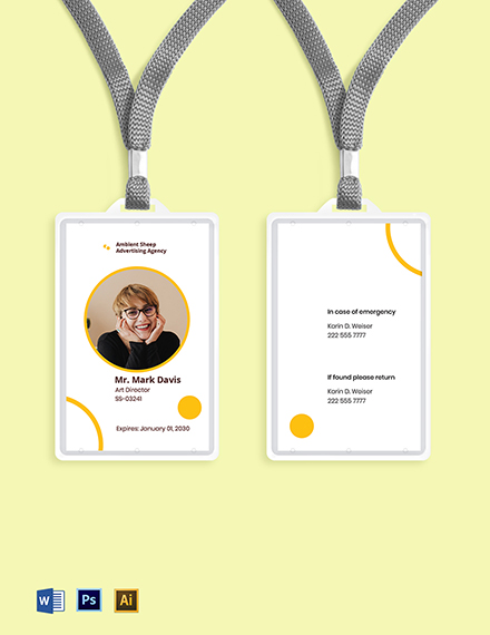 Free Modern Advertising agency ID Card Template - Illustrator, Word ...
