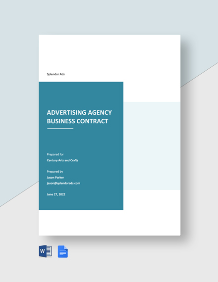 Free Editable Business Contract for Advertising Agency Template