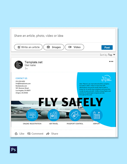 FREE Airlines Aviation Services Linkedin Post Template - PSD | Template.net