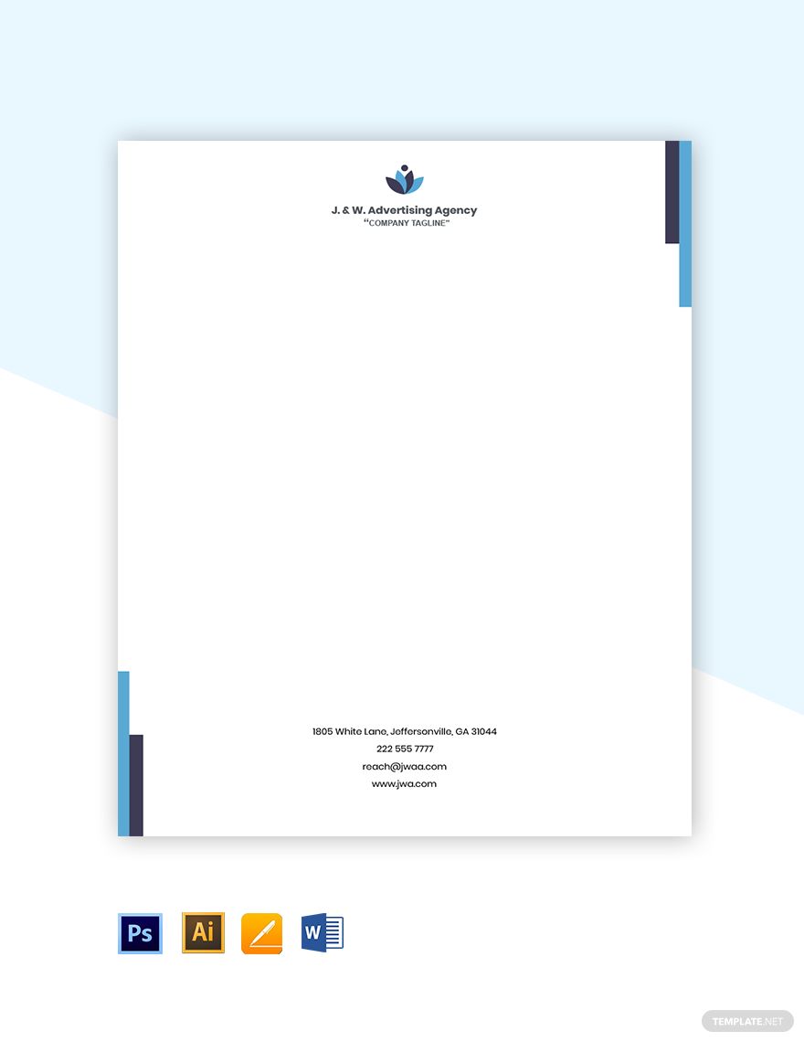 Company Letterhead Template - Illustrator, Word, Apple Pages, PSD, PDF ...