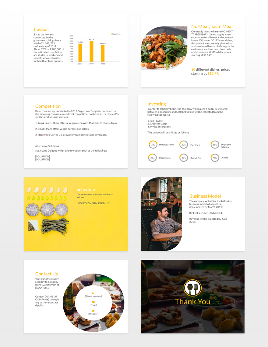 Food Startup Pitch Deck Template Free