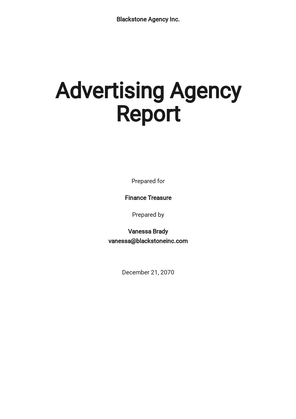 Free Sample Advertising Agency Report Template - Google Docs, Word ...