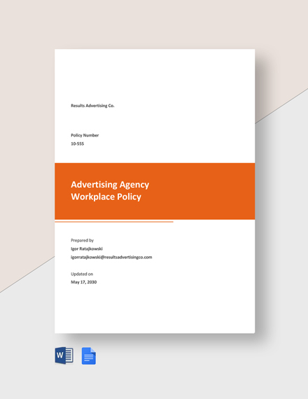 Sample Advertising Agency Policy Template - Word | Google Docs