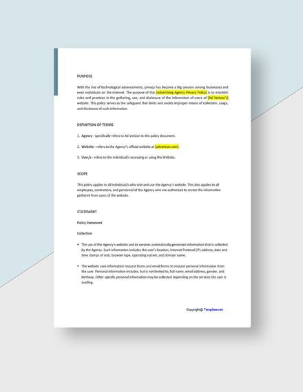 Free Simple Advertising Agency Policy Template - Google Docs, Word ...
