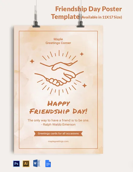 Free Friendship Day Poster Template - PSD, | AI | Word | Google Docs ...