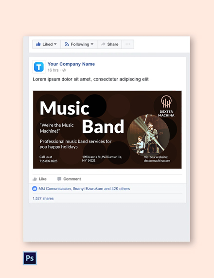 FREE Music Band Facebook Post Template - PSD | Template.net