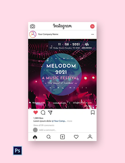 Music Festival Instagram Post Template - PSD | Template.net