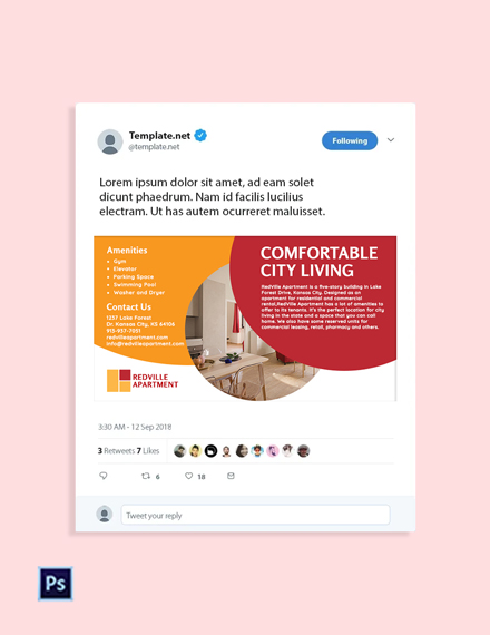 Free Vacation Rental Twitter Post Template - PSD | Template.net