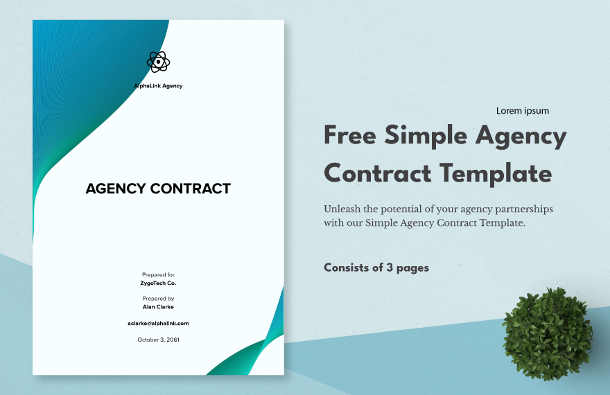 Free Simple Agency Contract Template - Download in Word, Google Docs ...
