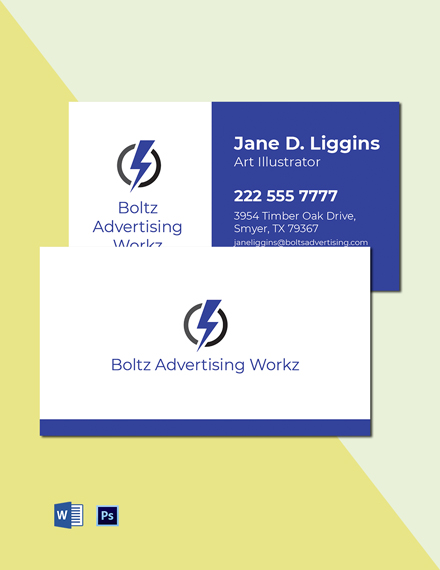 Free Simple Advertising Agency Business Card Template - Word, PSD ...