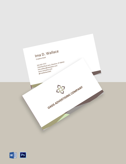 Free Sample Advertising Agency Business Card Template - Word, PSD ...