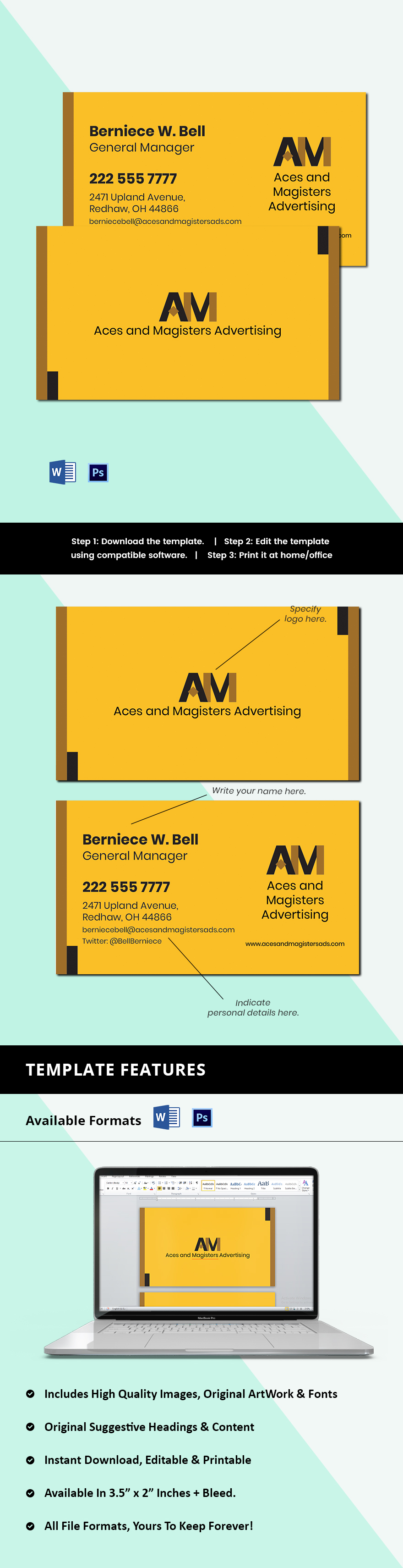 Free Sample Agency Business Card Template - Word, PSD | Template.net