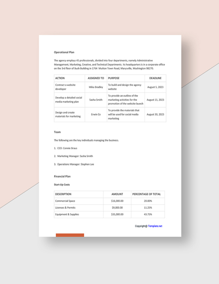 Free Simple Agency Plan Template - Google Docs, Word | Template.net