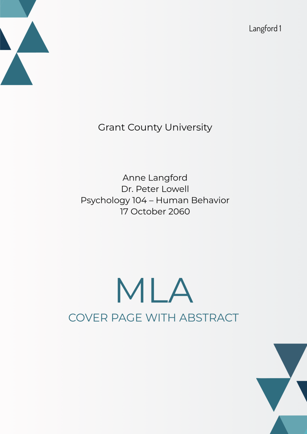 Free MLA Cover Page Templates To Edit Online