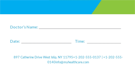 Health Care Appointment Card Template - Illustrator, Word, Apple Pages ...
