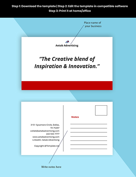 Free Sample Advertising Agency Postcard Template - Illustrator, Word ...