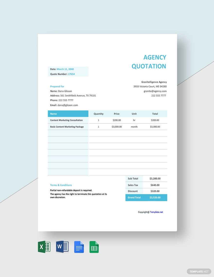 Free Sample Software Quotation Template - Google Docs, Google Sheets ...