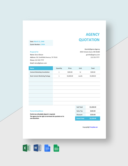 FREE Price Quotation Template - PDF | Word (DOC) | Excel | Apple (MAC ...