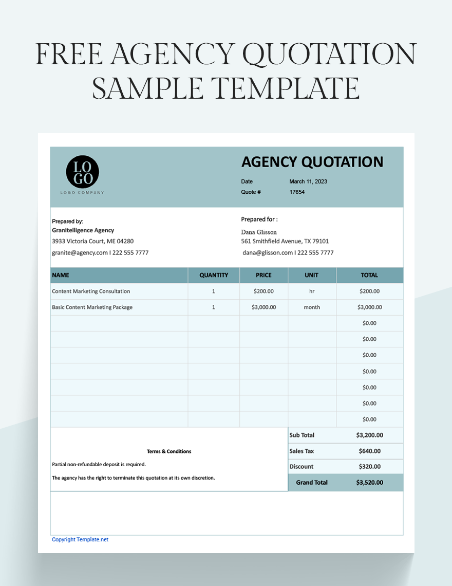 Free Editable Creative Agency Quotation Template Google Docs Google Sheets Excel Word 