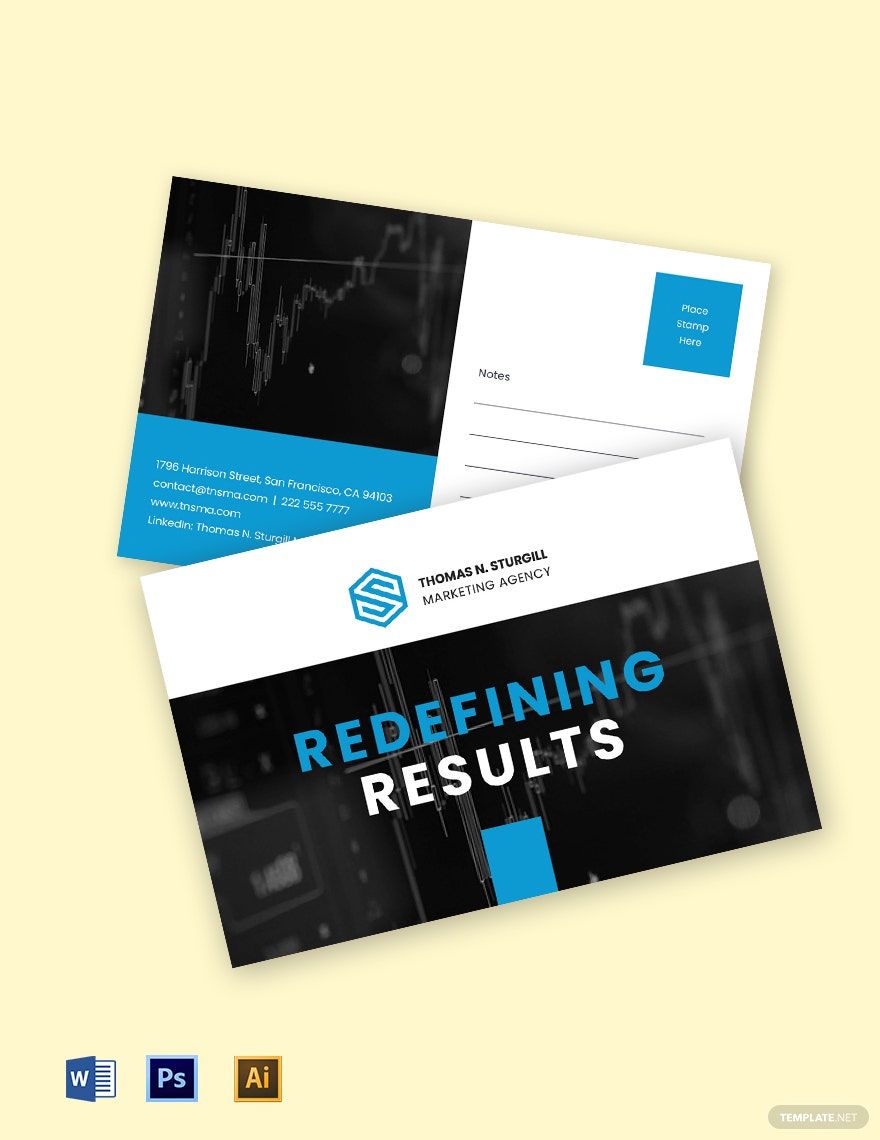 Business Marketing Postcard Template - Illustrator, Word, Apple Pages ...