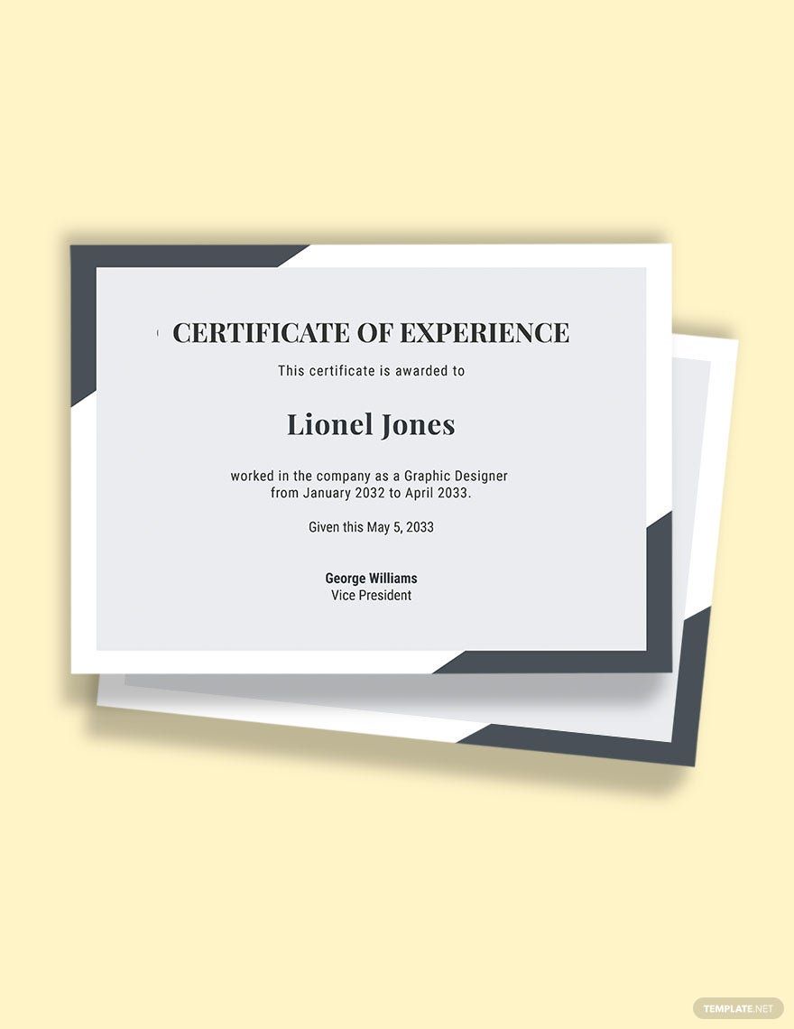 16 Work Experience Certificate Templates Free Pdf Word Doc Formats