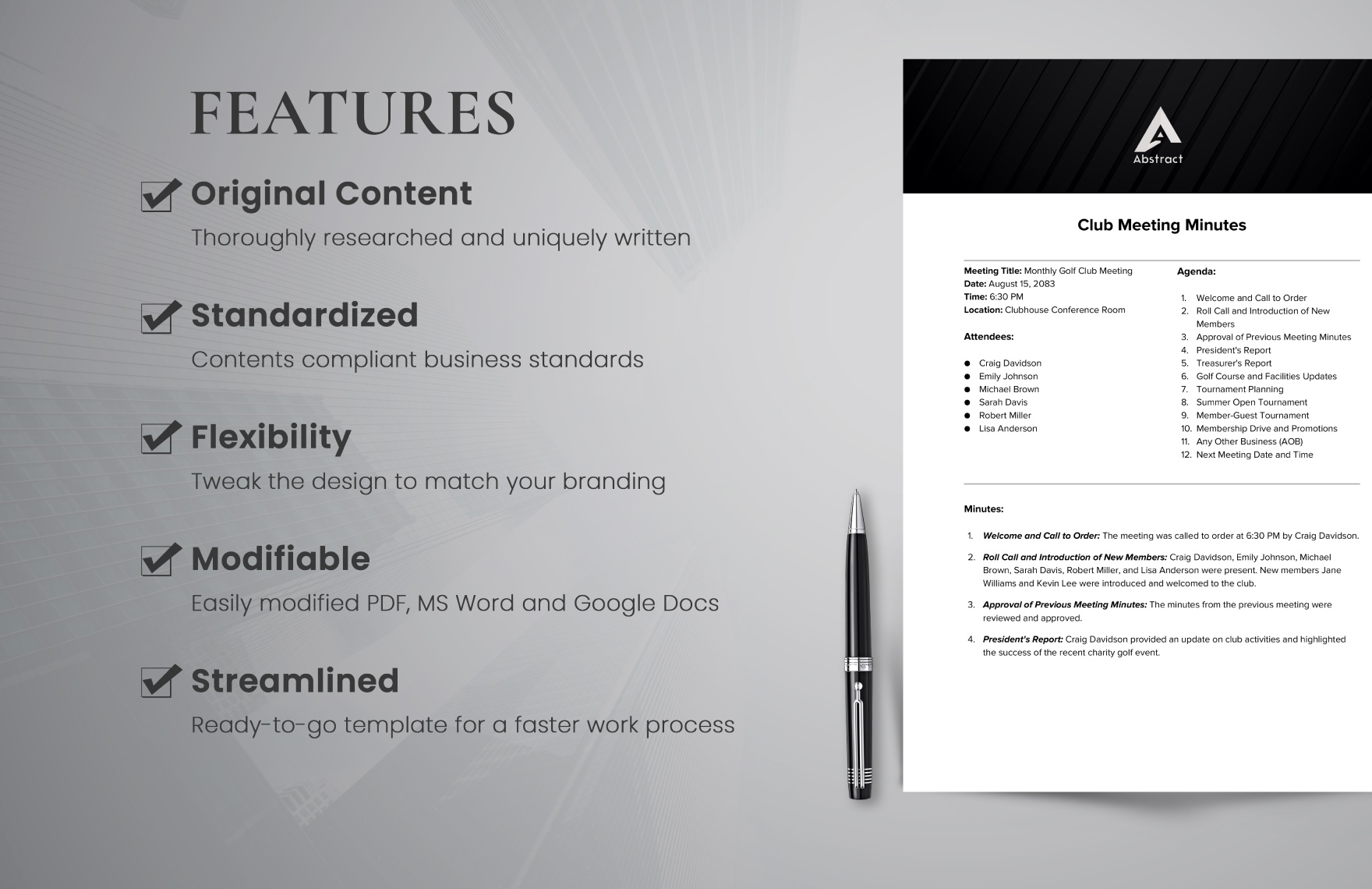 Club Meeting Minutes Template - Download in Word, Google Docs, PDF ...