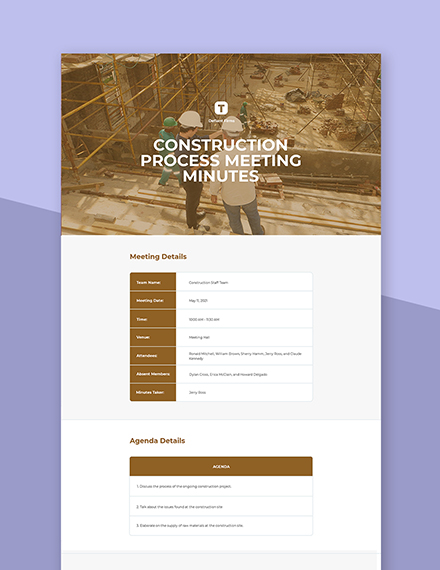 Construction Meeting Minutes Template - Google Docs, Word, Apple Pages ...