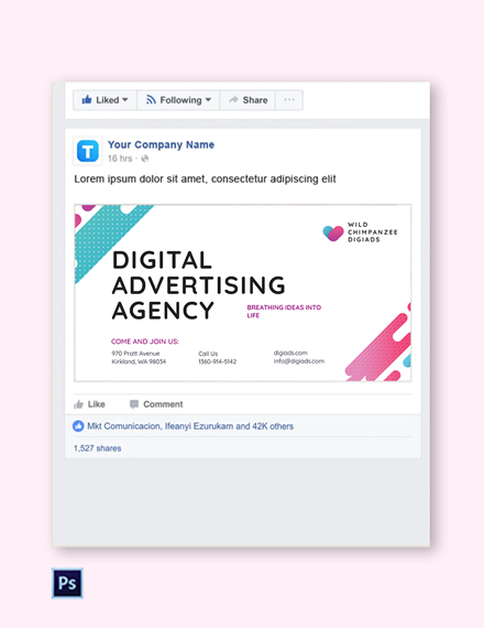 Digital Advertising Agency Facebook Post Template - PSD | Template.net