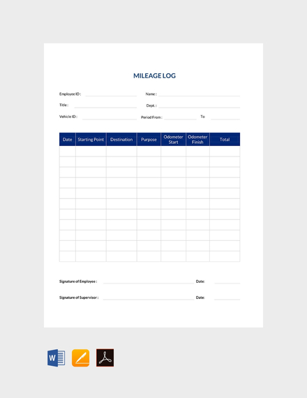 FREE Simple Mileage Log Template Download 751 Sheets In Word PDF 