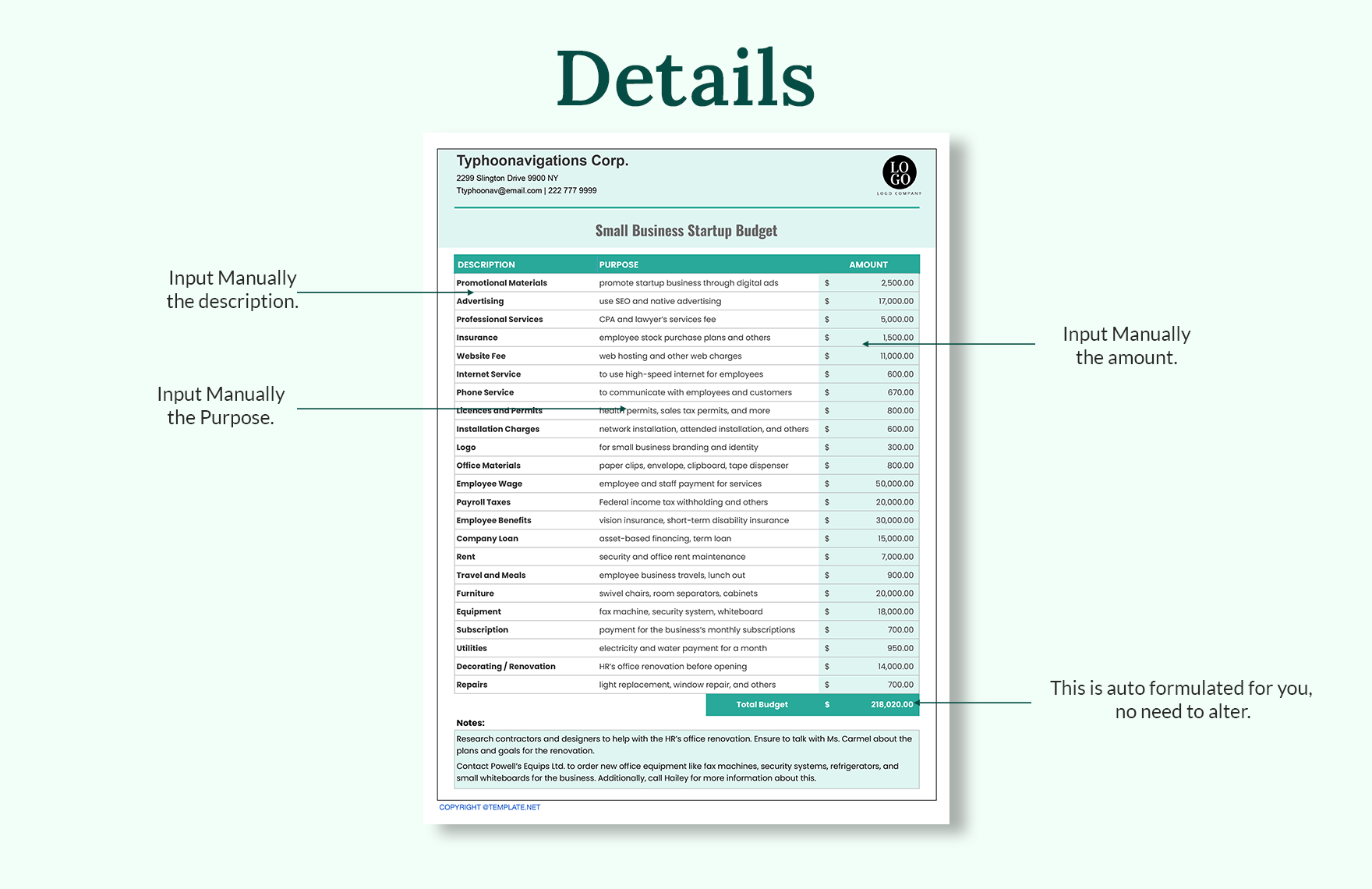 Small Business Startup Budget Template - Word, Google Docs, Excel ...