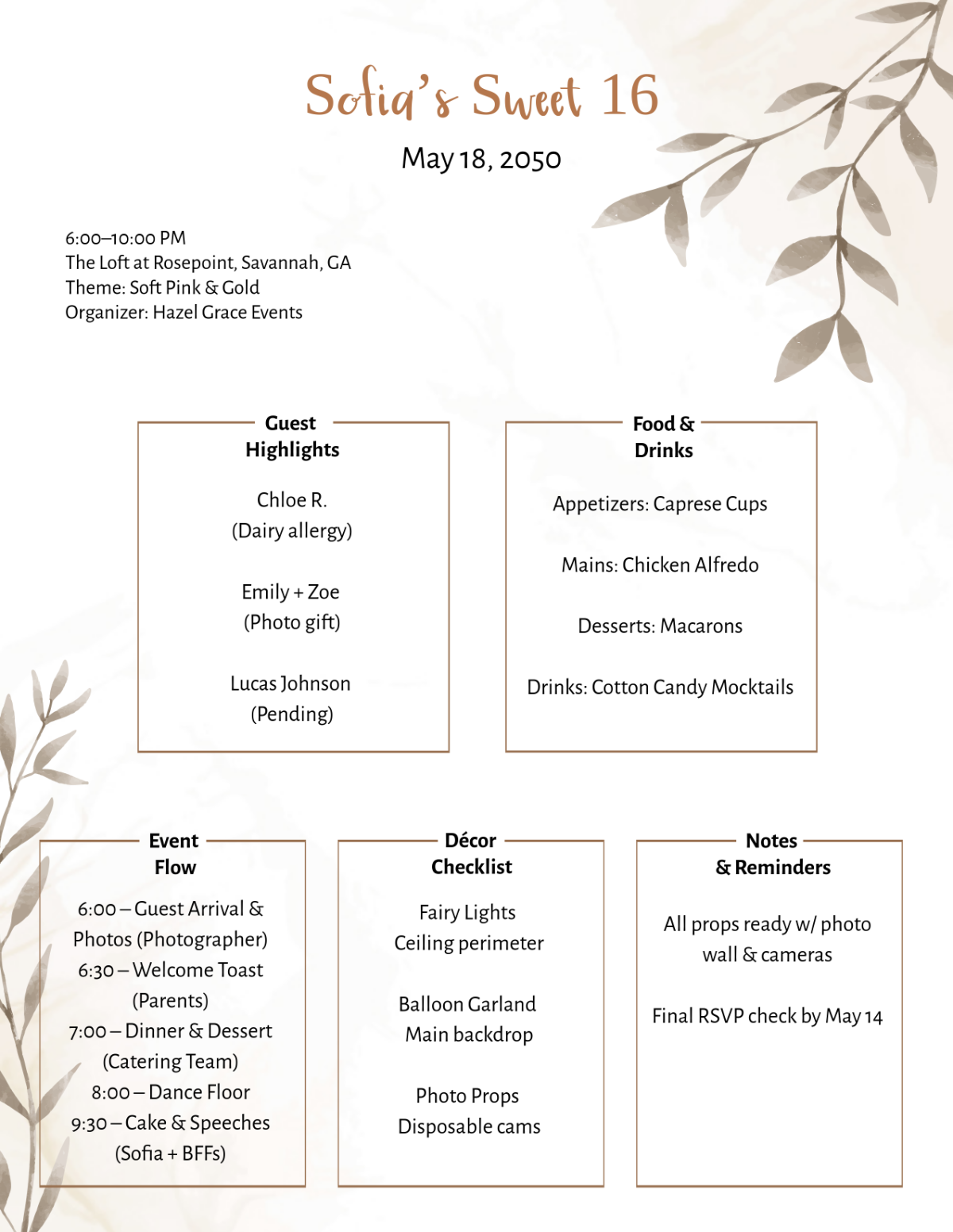 Free Party Planner Templates To Customize Online