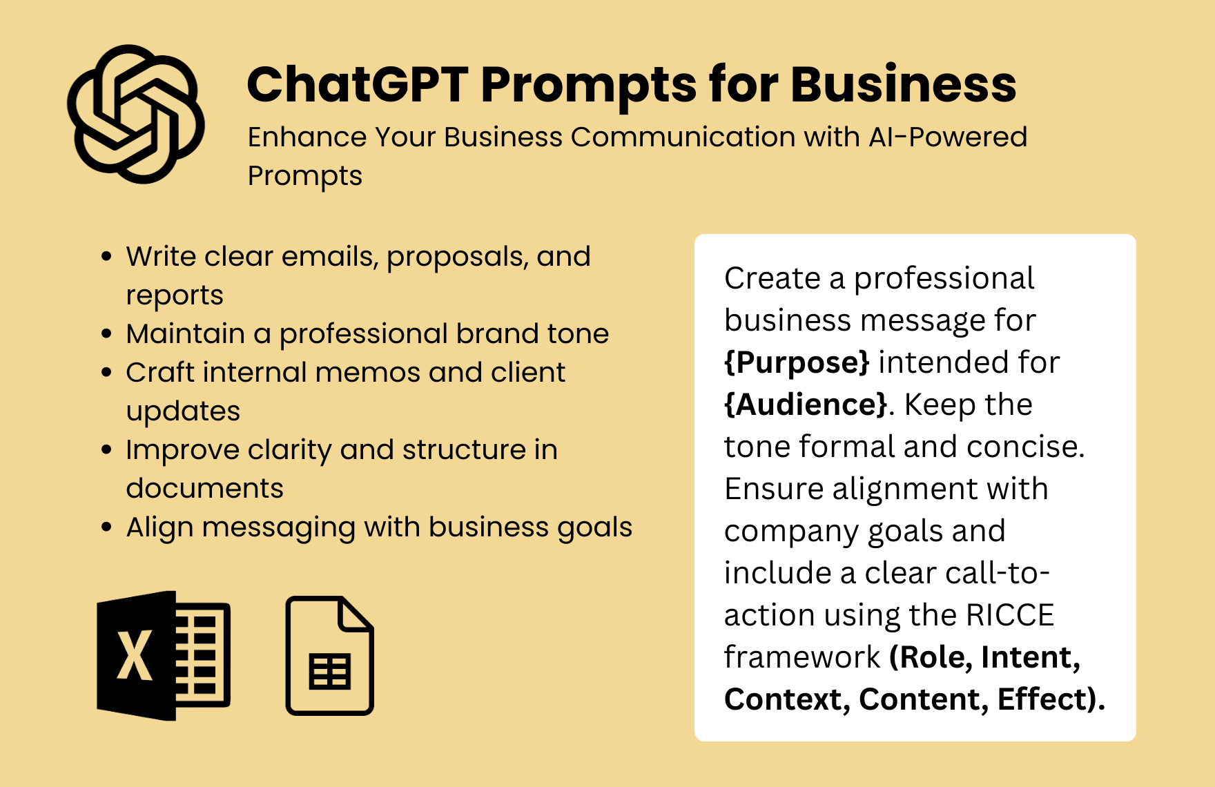 Free ChatGPT Prompts For Business Template in Excel, Google Sheets to ...