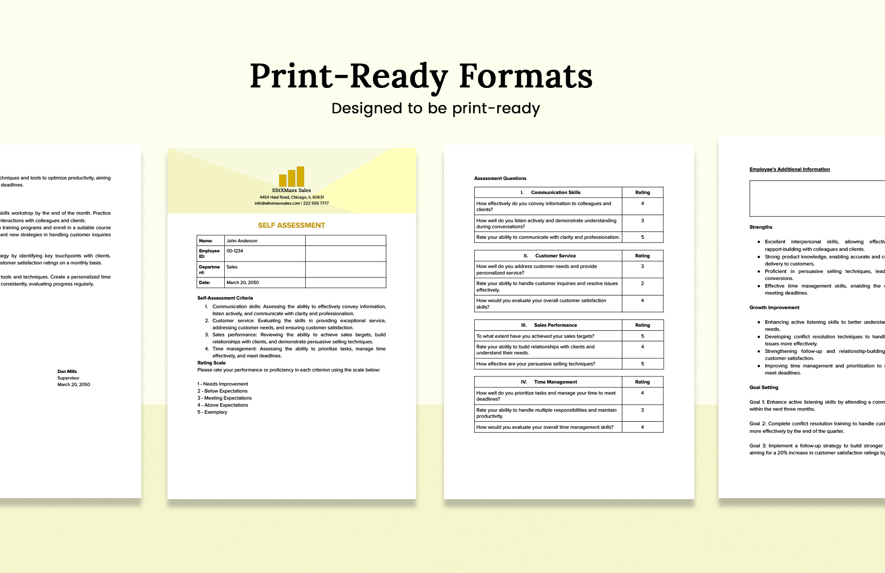 Self Assessment Template - Download in Word, Google Docs, PDF ...