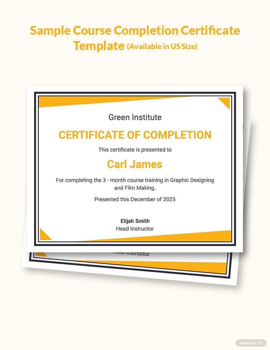 Course Completion Certificate Word Templates Design Free Download Template