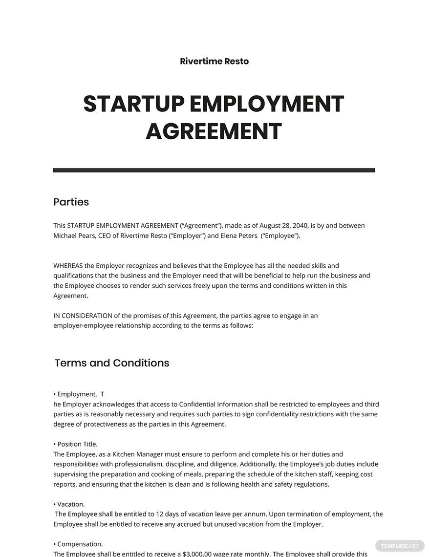Employment Agreement PDF Templates Free Download Template