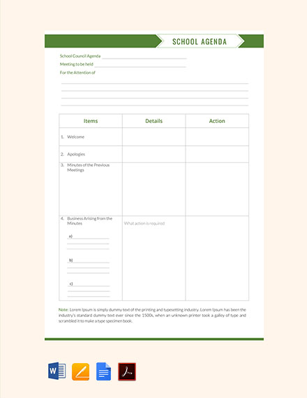 FREE Daily Agenda Template PDF Word Apple Pages Google Docs 