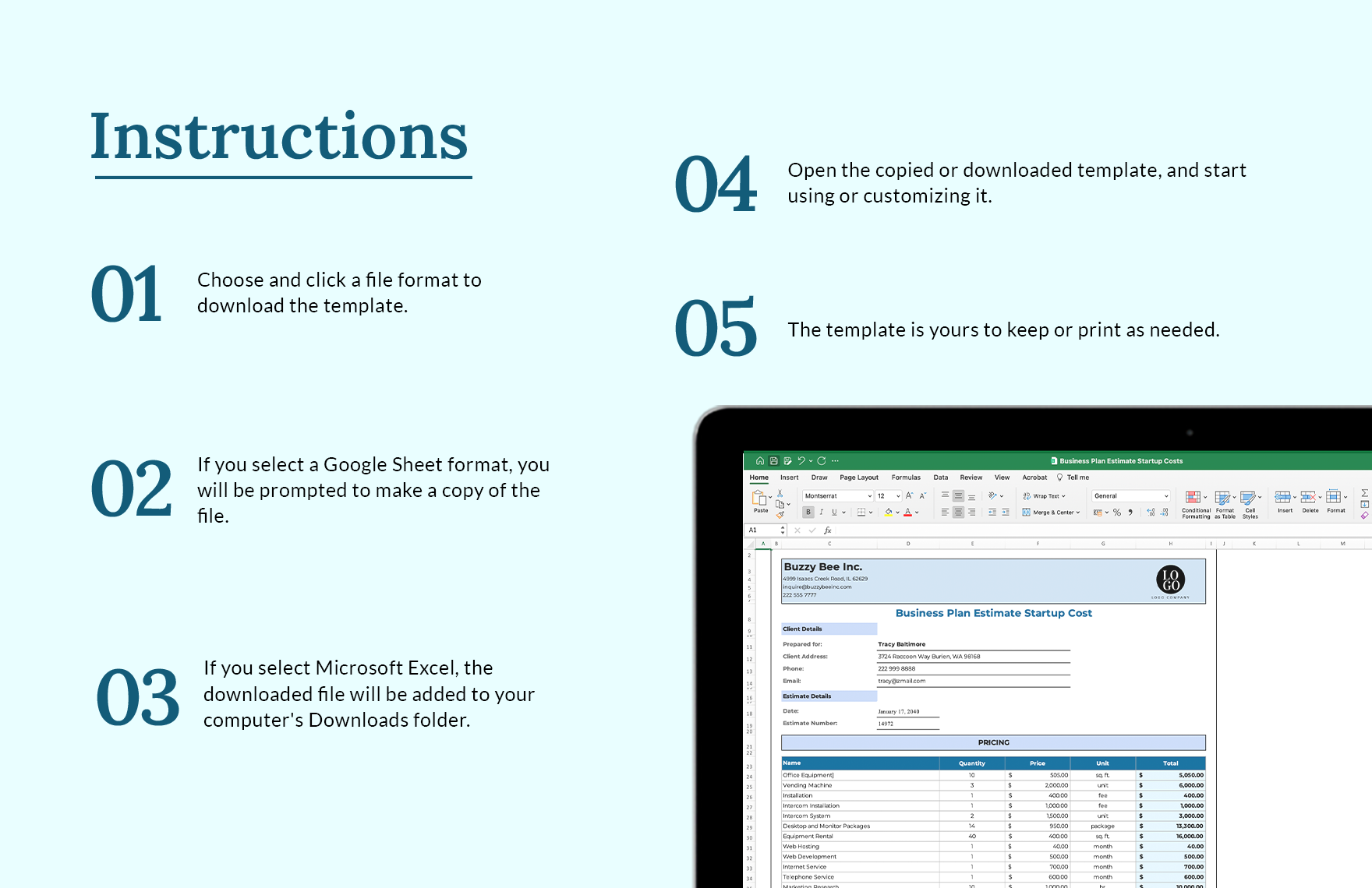 Business Plan Estimate Startup Costs Template in Word, Google Docs ...