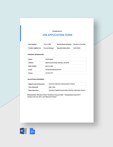 Volunteer Application Form Template - PDF | Word | Apple Pages