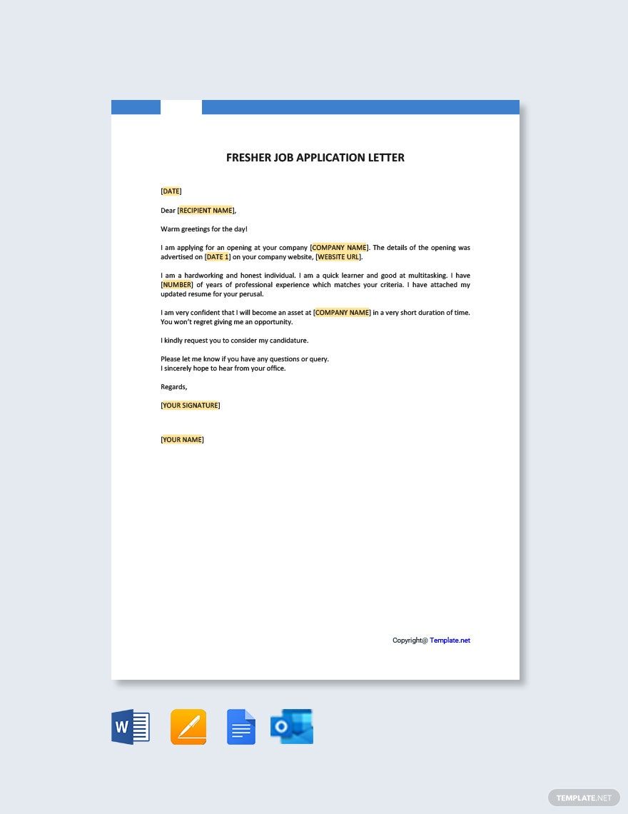 Fresher Job Application Letter Google Docs Word Outlook Apple 