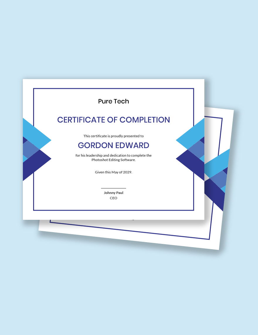 Software Project Completion Certificate Template Word Template